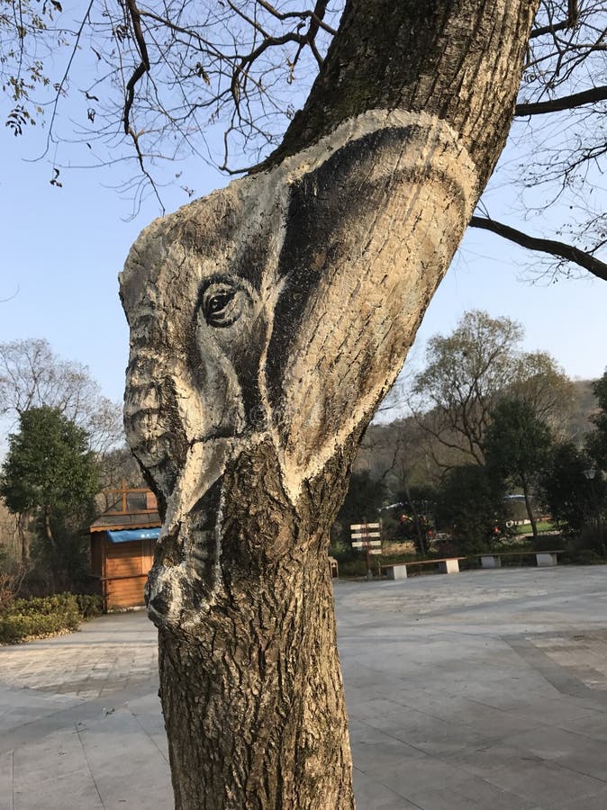 Elephant Tree editorial stock image. Image of tree, painted - 128945884