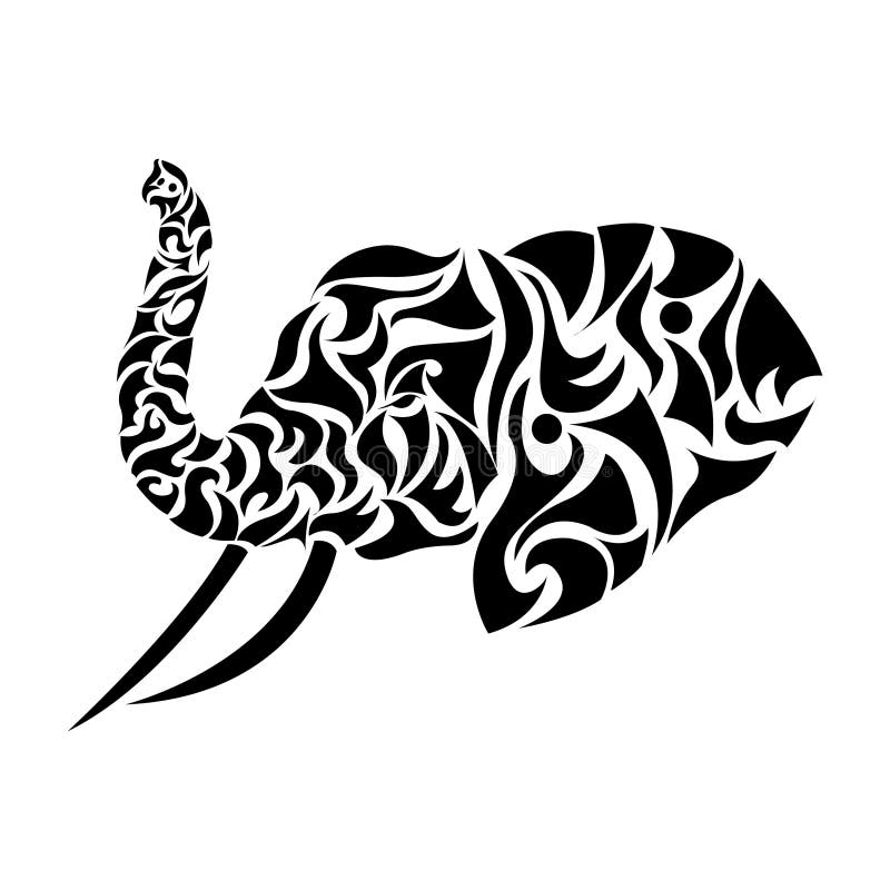 Tribal Elephant Set Illustration, Elephant Tribal Style, Ornamental ...