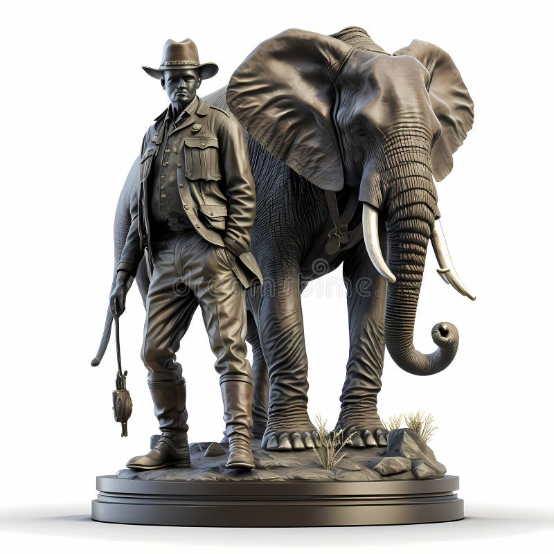 Wild Elephant Trophy. Generative AI Stock Illustration - Illustration ...