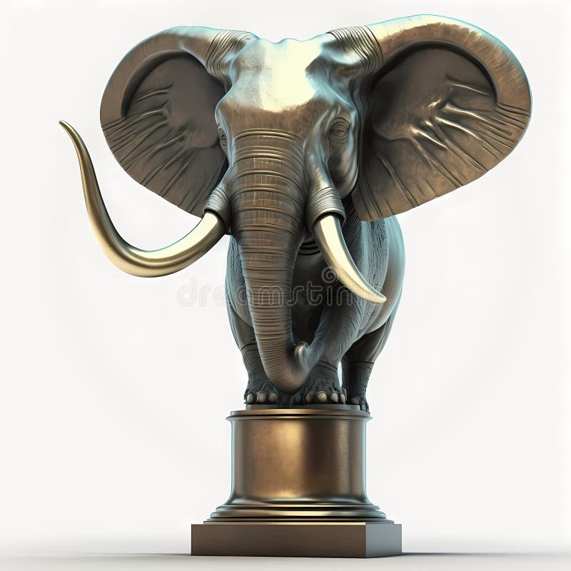 Wild Elephant Trophy. Generative AI Stock Illustration - Illustration ...