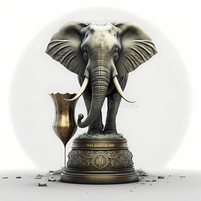 Wild Elephant Trophy. Generative AI Stock Illustration - Illustration ...