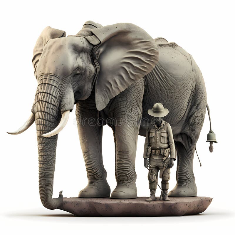 Wild Elephant Trophy. Generative AI Stock Illustration - Illustration ...