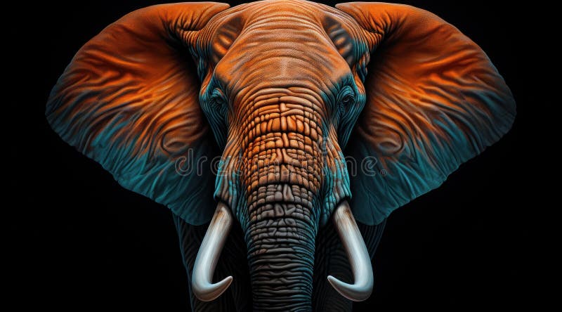An Elephant in Tusks with White Feathers Stock Image - Image of tusks ...
