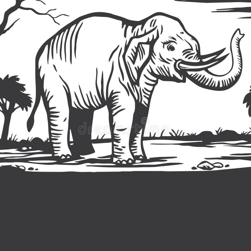 Elephant vector full body stock vector. Illustration of drawing - 267397047