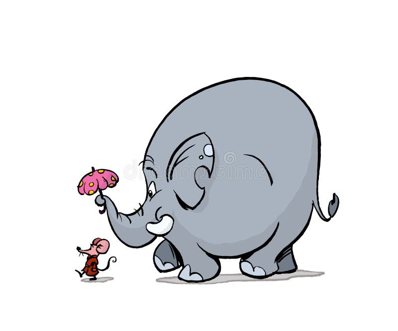 Combined Elephant And Mouse Drawings Elephant Parade Baby Card The