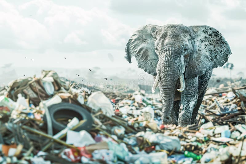 Elephant Walking Pile Trash Stock Photos - Free & Royalty-Free Stock ...