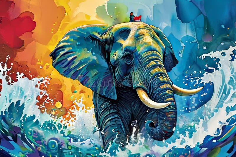 Elephant in the water stock illustration. Illustration of abstract ...