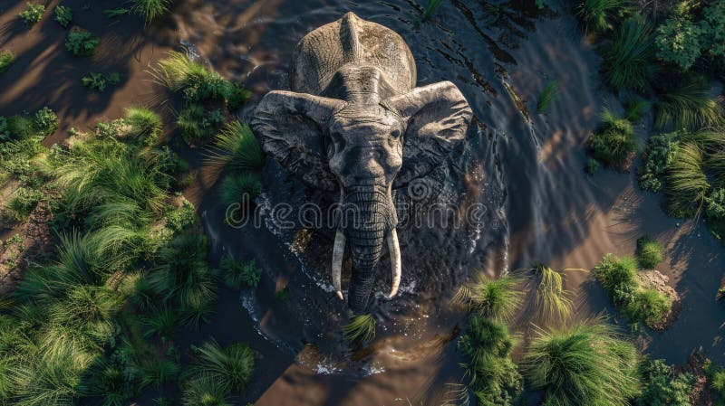 Elephant in Water stock photo. Image of life, sanctuary - 375444378