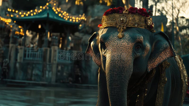 An Elephant Wearing a Crown Showcases Royal Elegance in a Whimsical ...