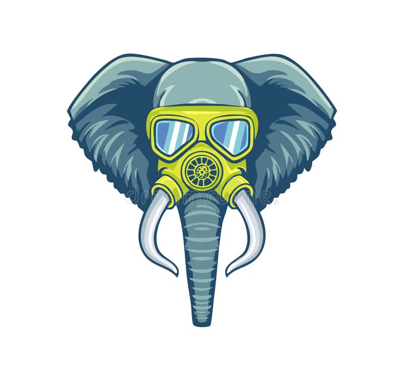Elephant Wearing a Gas Mask Stock Vector - Illustration of person ...