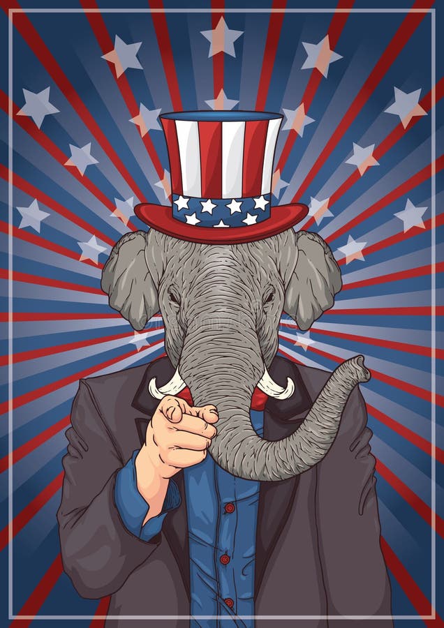 Elephant Wearing Uncle Sam S Hat. Vector Illustration Decorative Design ...