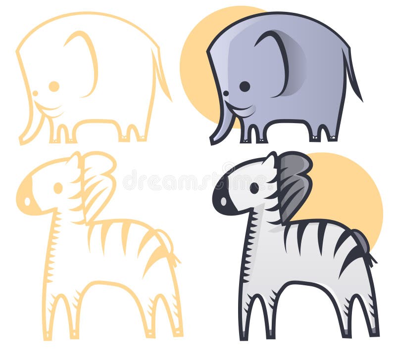 Elephant and zebra stock vector. Illustration of outdoor - 25053118