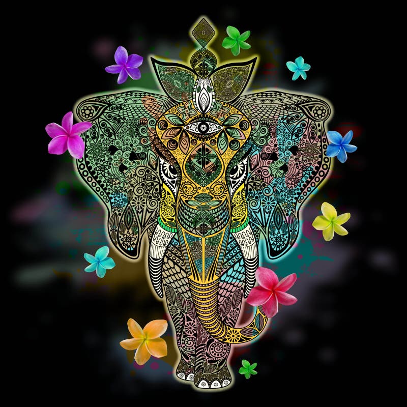 Elephant Zentangle Doodle Art Stock Image - Image of tattoo, design ...