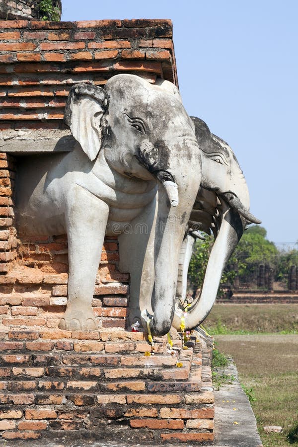 Elephants of Ancient Siam Temple Stock Photo - Image of southeast ...