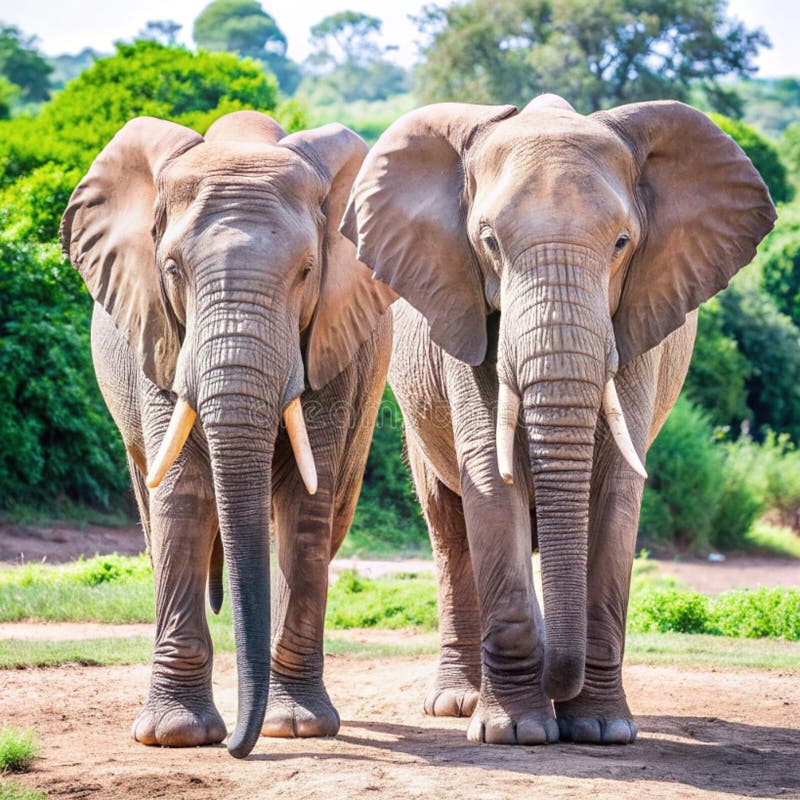 Elephants are Animals that Live in the Forest. Stock Illustration ...