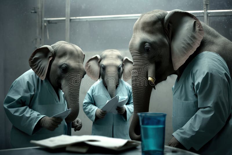 Elephants As Scientists Experiment, Scientific Experimentation Satire ...