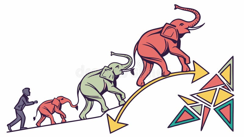 Elephants Climbing Abstract Geometric Steps Progress Teamwork Hierarchy ...