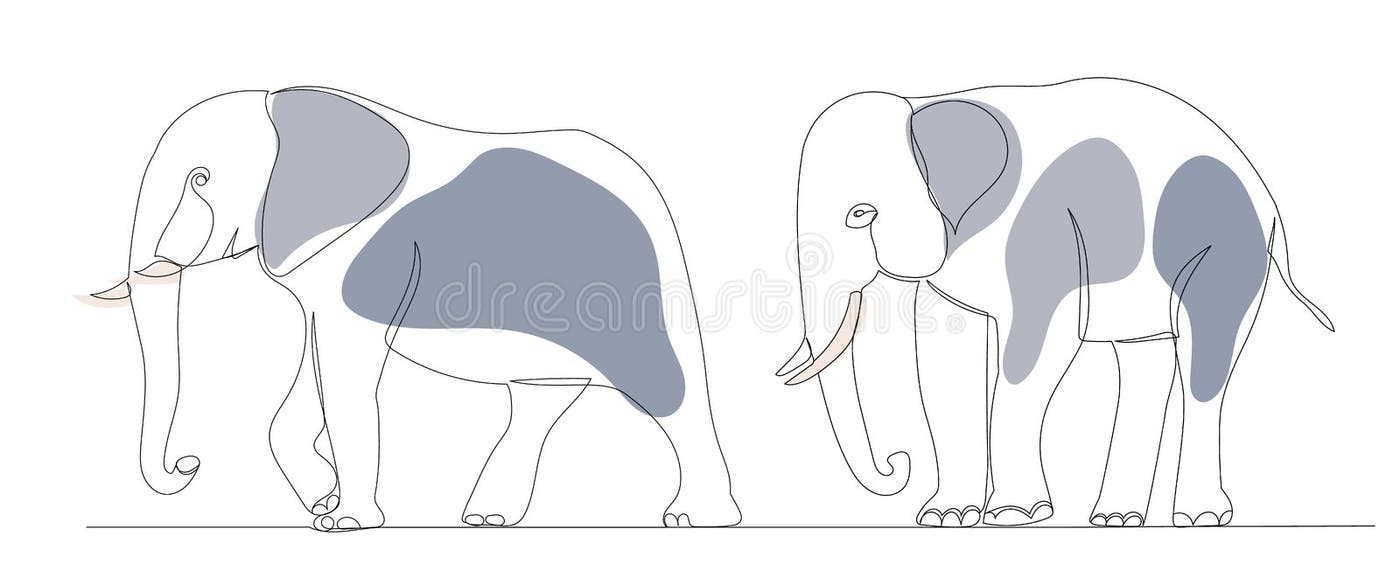 Simple Line Drawing Elephants Stock Illustrations – 303 Simple Line ...
