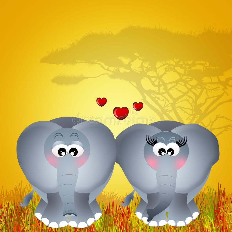 Elephants in love stock illustration. Illustration of elephants - 76861227