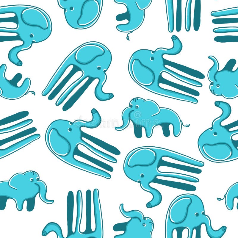 Elephants Set with Different Faces in Outline Cartoon Flat Style Stock ...