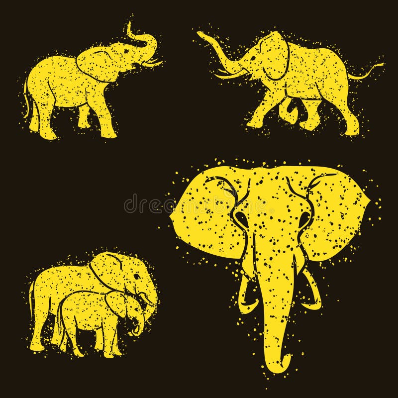 Elephants set stock vector. Illustration of large, elephant - 54830788