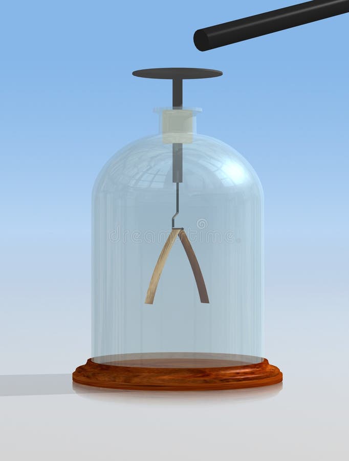 Eletroscópio Da Ouro Folha Física Ilustração 3d Em Um Fundo Azul