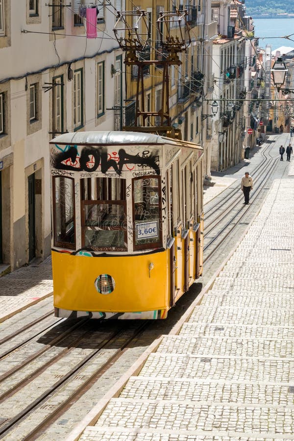 El Bica Funicular, Conocido a Veces Como El Elevador DA Bica, Lisboa ...