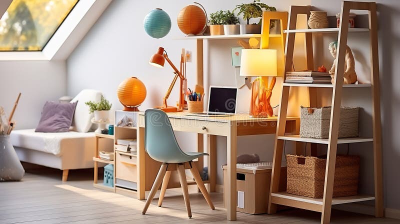 Elevate the Homework Experience. Modern Workspace in Kids Room Design ...