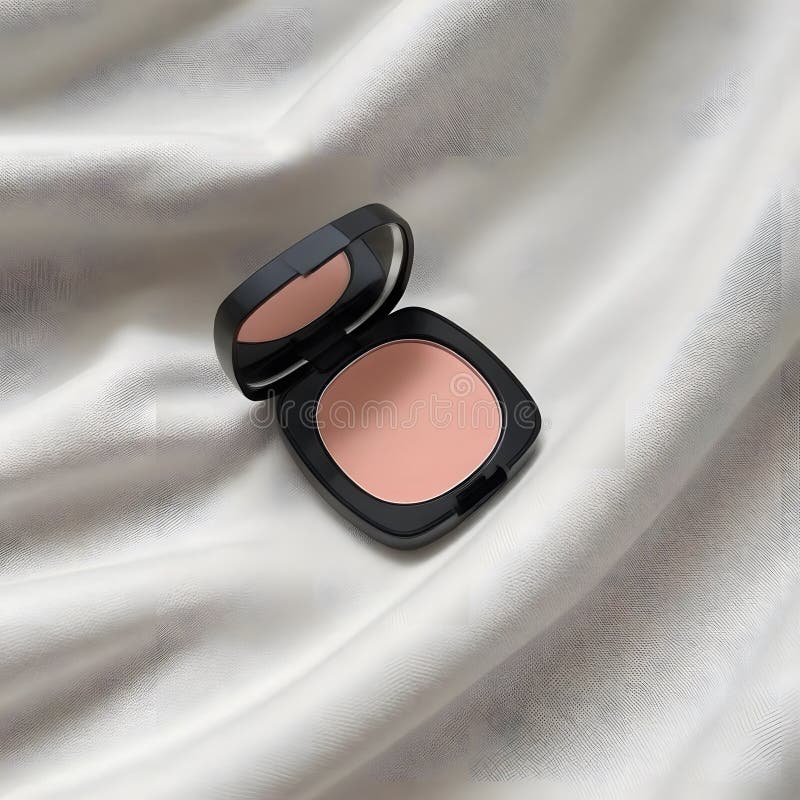 Chic Makeup Compact Clean and Minimalist Beauty on Textured Fabric ...