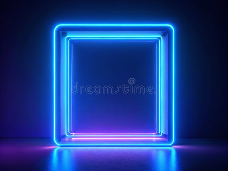 Modern Blue Neon Light Frame Mockup a Stylish Design Template for ...