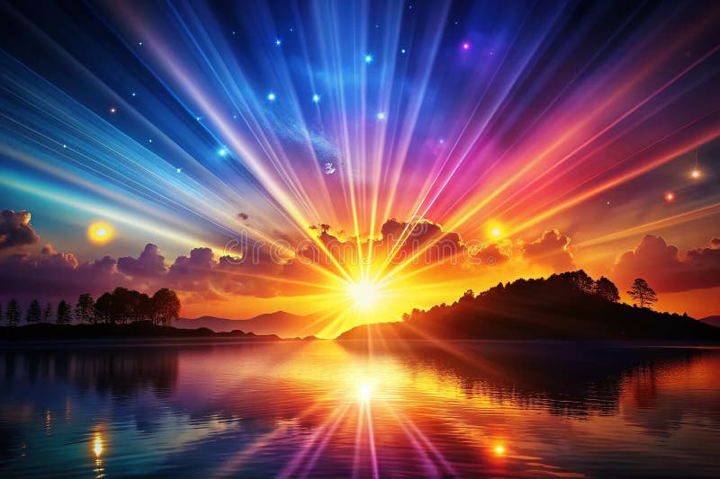 Stunning Silhouette Background with Radiant Rays and Lights a Dynamic ...