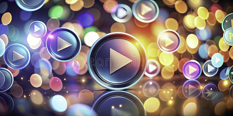 Downloadable Round Play Button Icons with Bokeh Effect Transparent PNGs ...