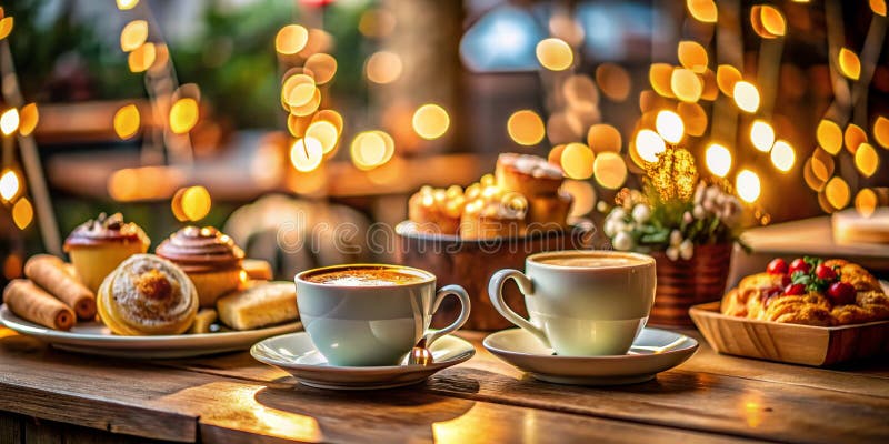 BokehEnhanced Cafe Elements a Stunning Collection of Coffee Pastries and Decor for Graphic ...