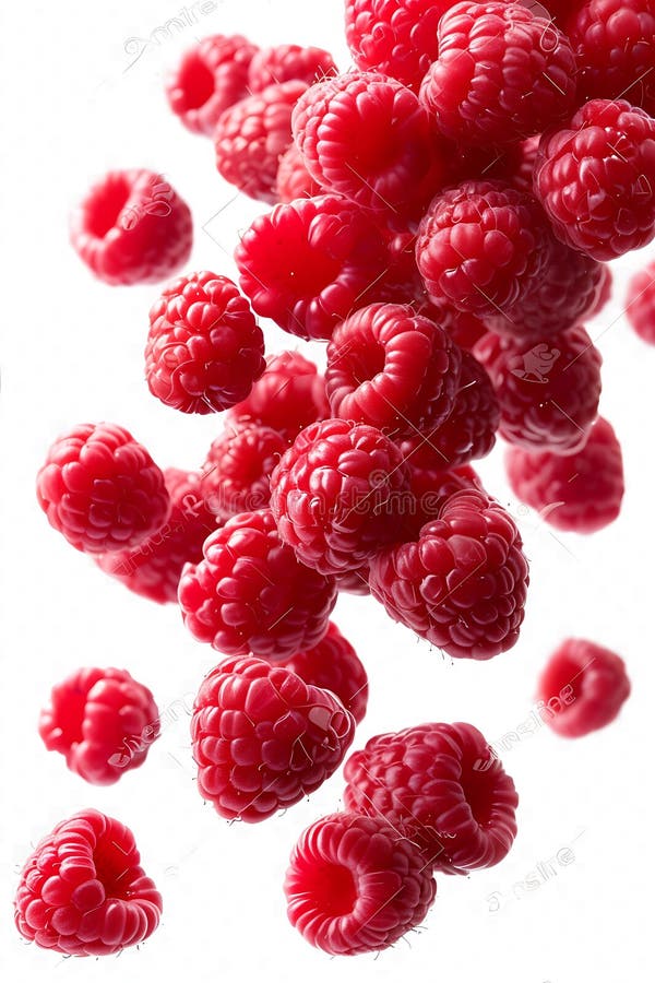"Captivating Motion: Falling Raspberry Isolated on White Background" Stock Illustration ...