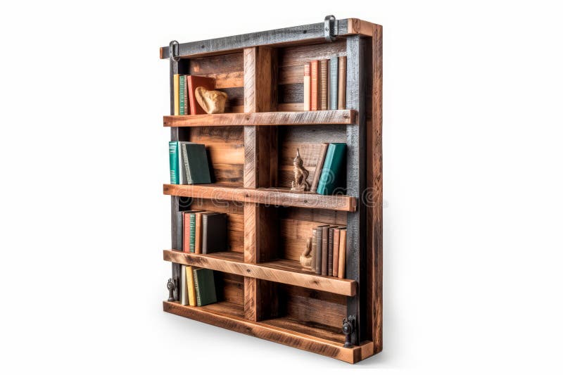 Rustic Chic Bookshelf: Distressed Barn Wood and Iron Accents Stock ...