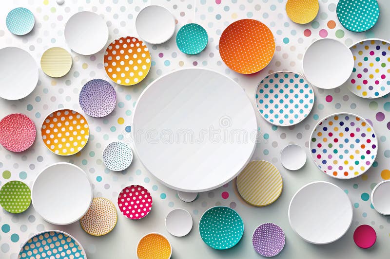 Modern Vector Circle Banners Elegant Paper Cut Designs with Polka Dots ...