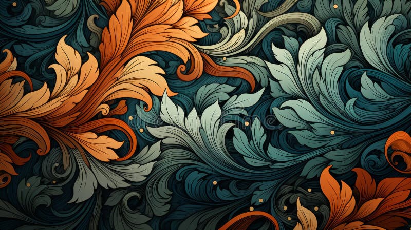 Elevate Your Design with a Stylized Brocade Pattern Featuring Dynamic ...