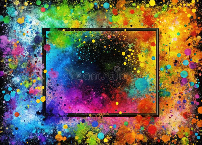 Stylish DoubleLined Square Grunge Frame with Black Paint Splatter ...