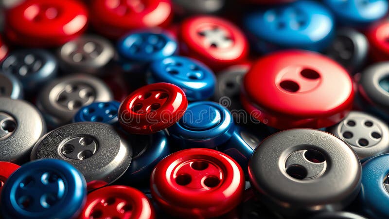 Modern Geometric Metal Buttons a Vibrant Collection of Round Glossy Red ...