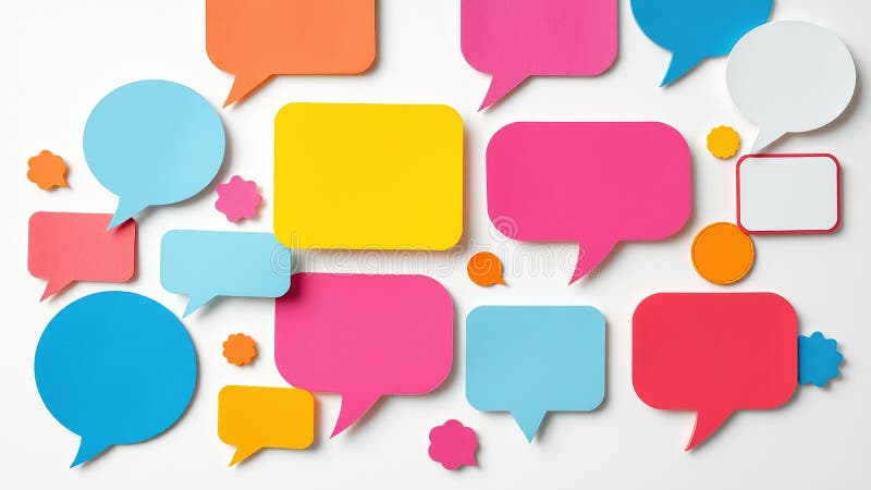 Modern Speech Bubble Dialog Stickers for Messenger Apps a Colorful Flat ...