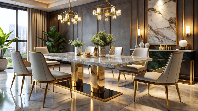 Beautiful Rectangle Dining Table Faux Marble Stock Photos - Free ...