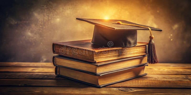 Timeless Academic Celebration a Vintage Graduation Cap on Books ...