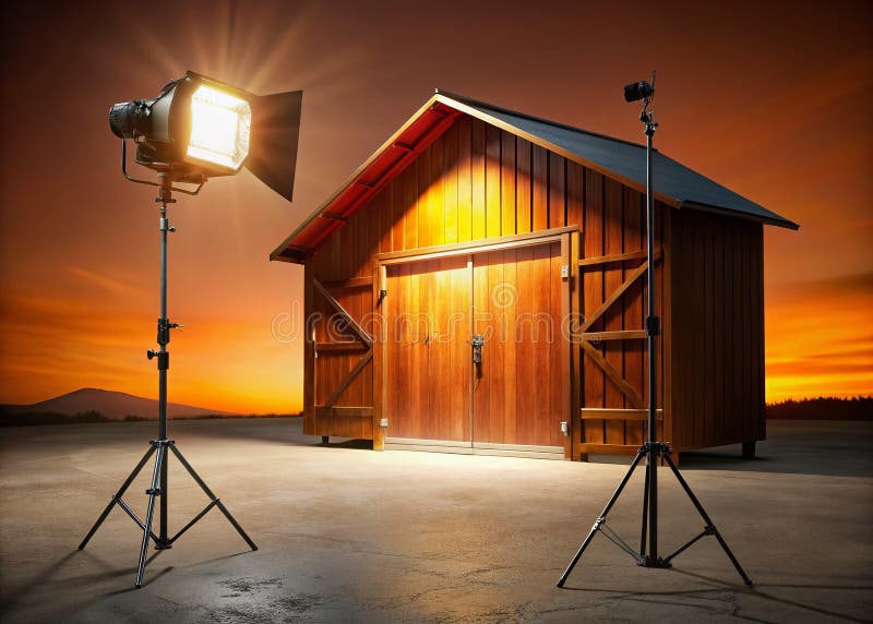 Professional Warm Stage Lighting Kit with Barn Doors and Stand Ideal ...