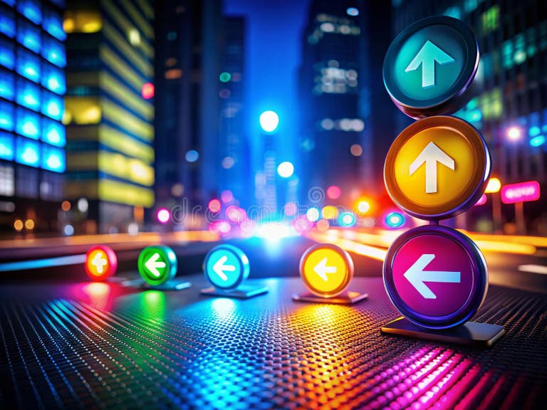 Dynamic NightTime Arrow Buttons Vibrant Pointer Decorations for Graphic ...