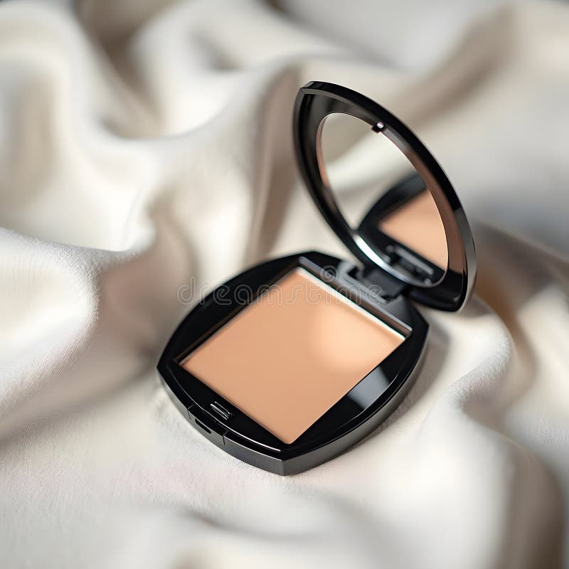 Chic Makeup Compact on Minimalist Textured Fabric Modern Elegance Stock ...