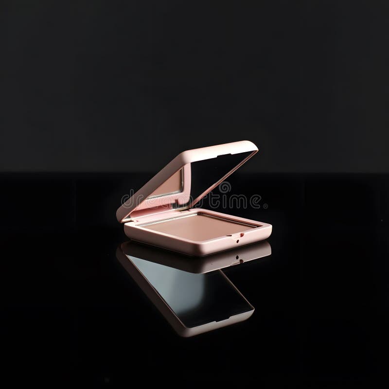 Chic and Minimalist the Modern Makeup Compact on Reflective Black ...