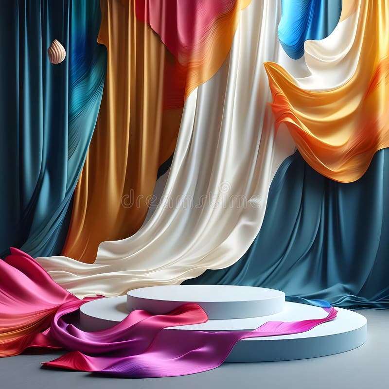 Silk Elegance Square Fabric Podium with Abstract Energy Stock ...