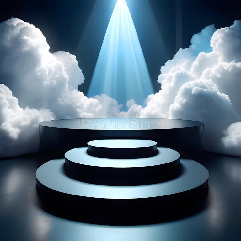 Dramatic Spotlight Hexagonal Fabric Podium in Vibrant Style Stock ...