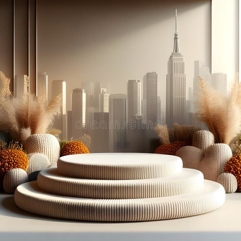 Urban Skyline Fabric Podium Natural Style with Warm Knitted Textures ...