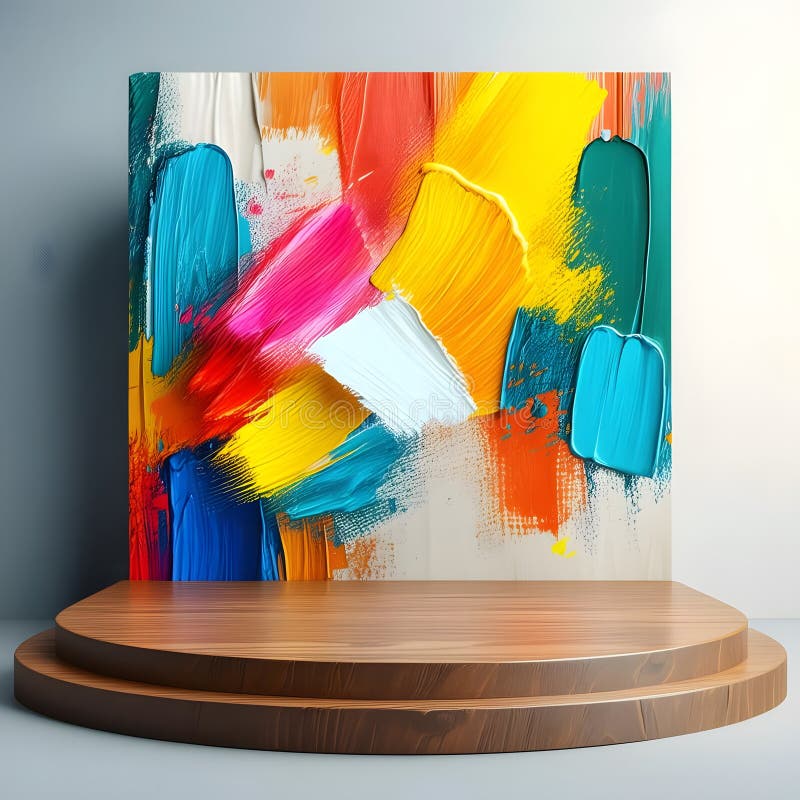 Vibrant Wood Podium Abstract Colors & Elegant Style Stock Illustration ...